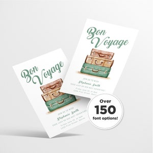 Bon Voyage Party Invitation Template Stack of Luggage - Etsy
