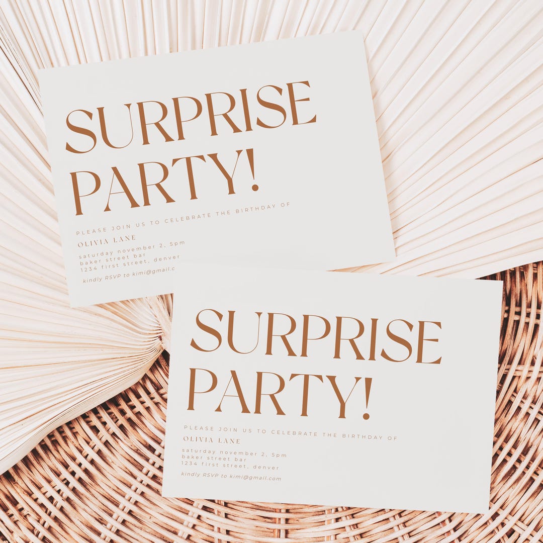 It's a Surprise! Simple and Modern Surprise Birthday Invitation ...