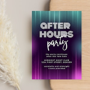 After Hours Party Invitation Template With Neon Lights - Engagement ...
