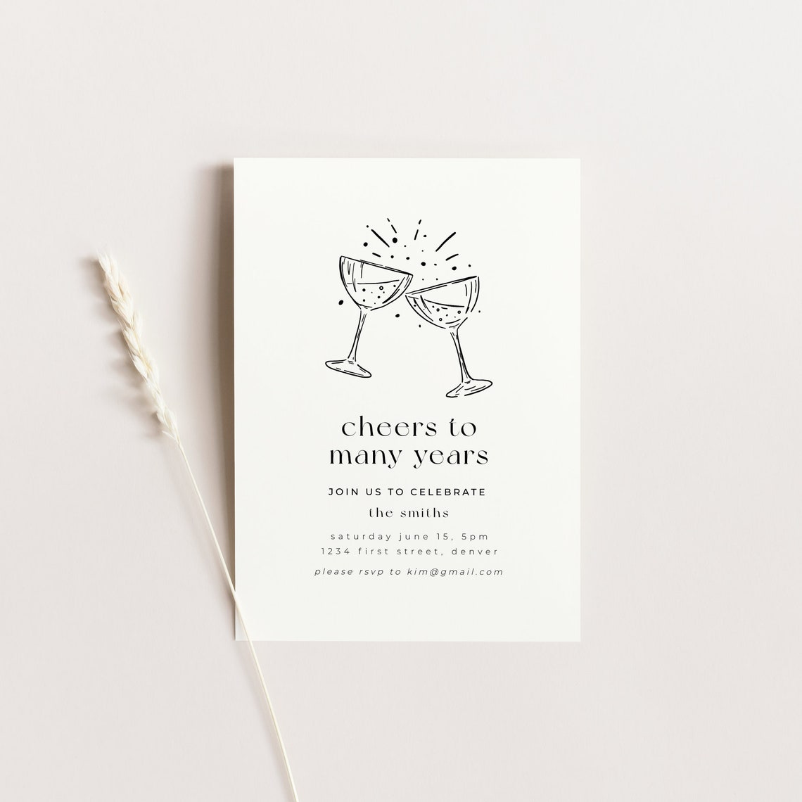 Anniversary Champagne Toast Invitation Template (instant Download) - Etsy