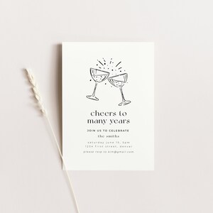 Anniversary Champagne Toast Invitation Template (instant Download) - Etsy