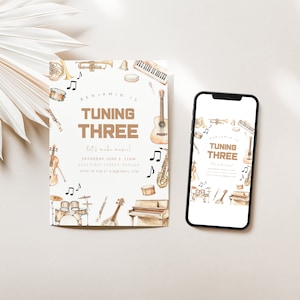 Music Instrument Theme Birthday Party Invitation Template - Instant ...
