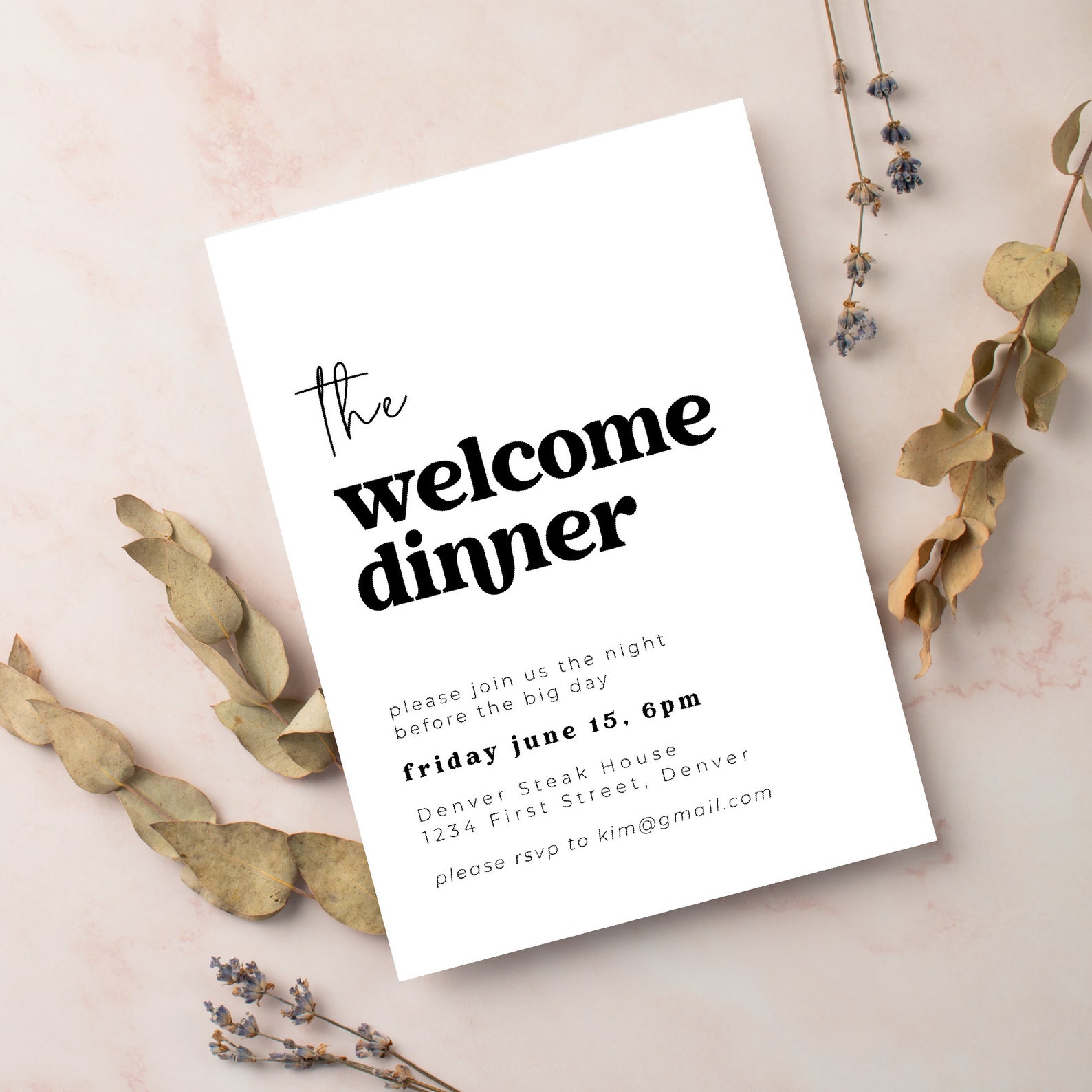 Simple and Modern Black and White the Welcome Dinner Rehearsal Dinner ...