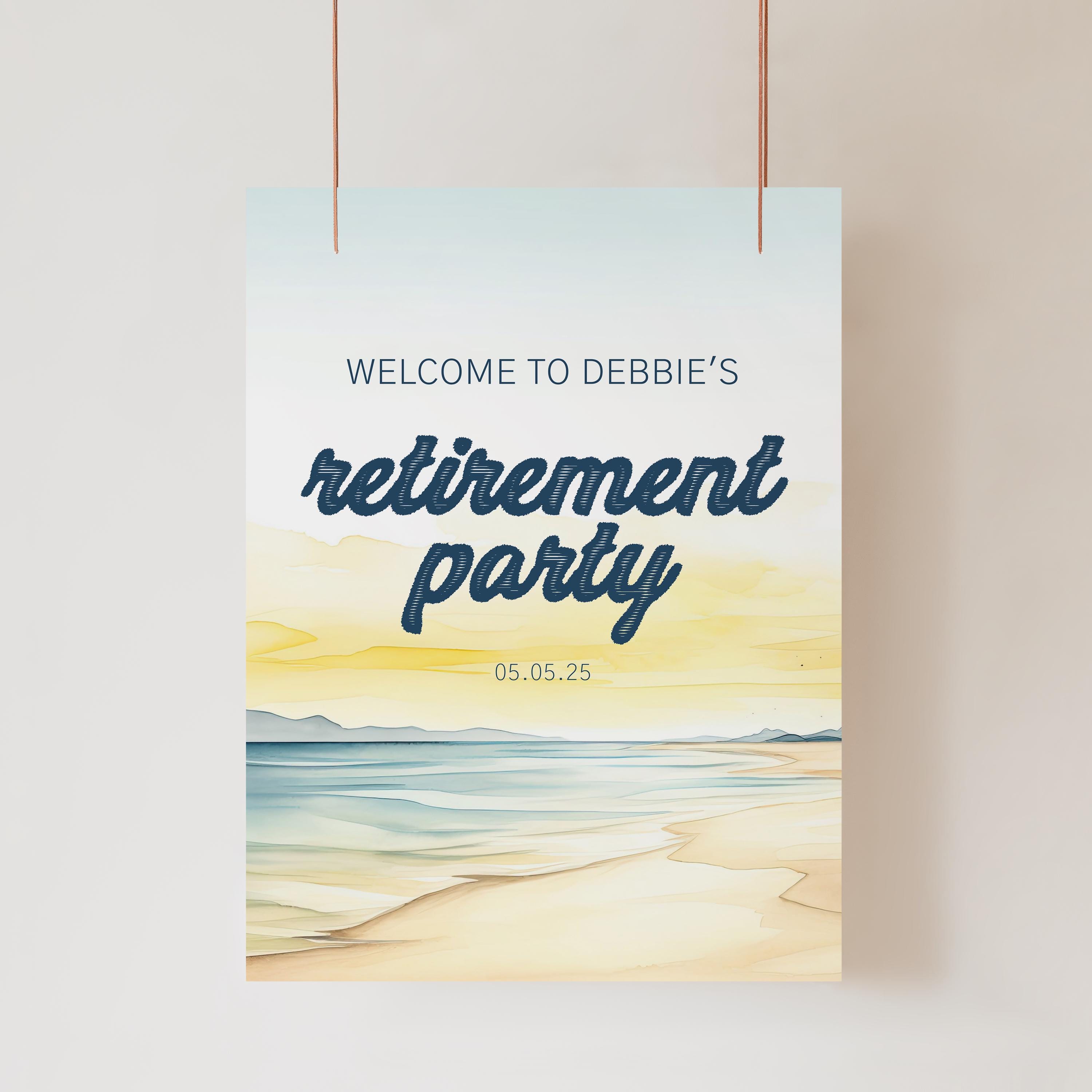 Beach Theme Retirement Party Welcome Poster/sign Template - Instant ...