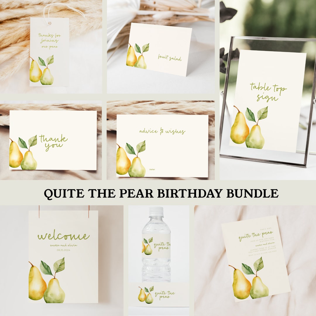 Quite the Pear Twin Fruit Joint Birthday Bundle Set Package - Instant ...