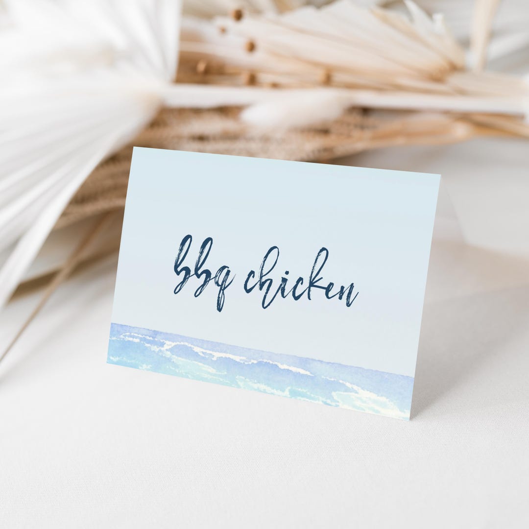 Beach Ocean Themed Place Card Name Card - Instant Edit and Download - Etsy