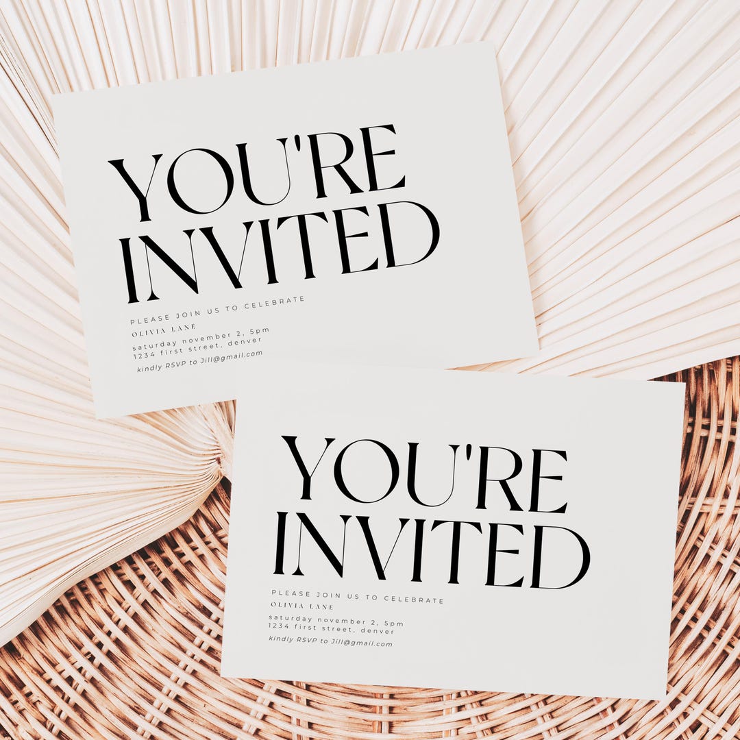 Join Us Party Invitation Template - Beige and Black - Engagement ...