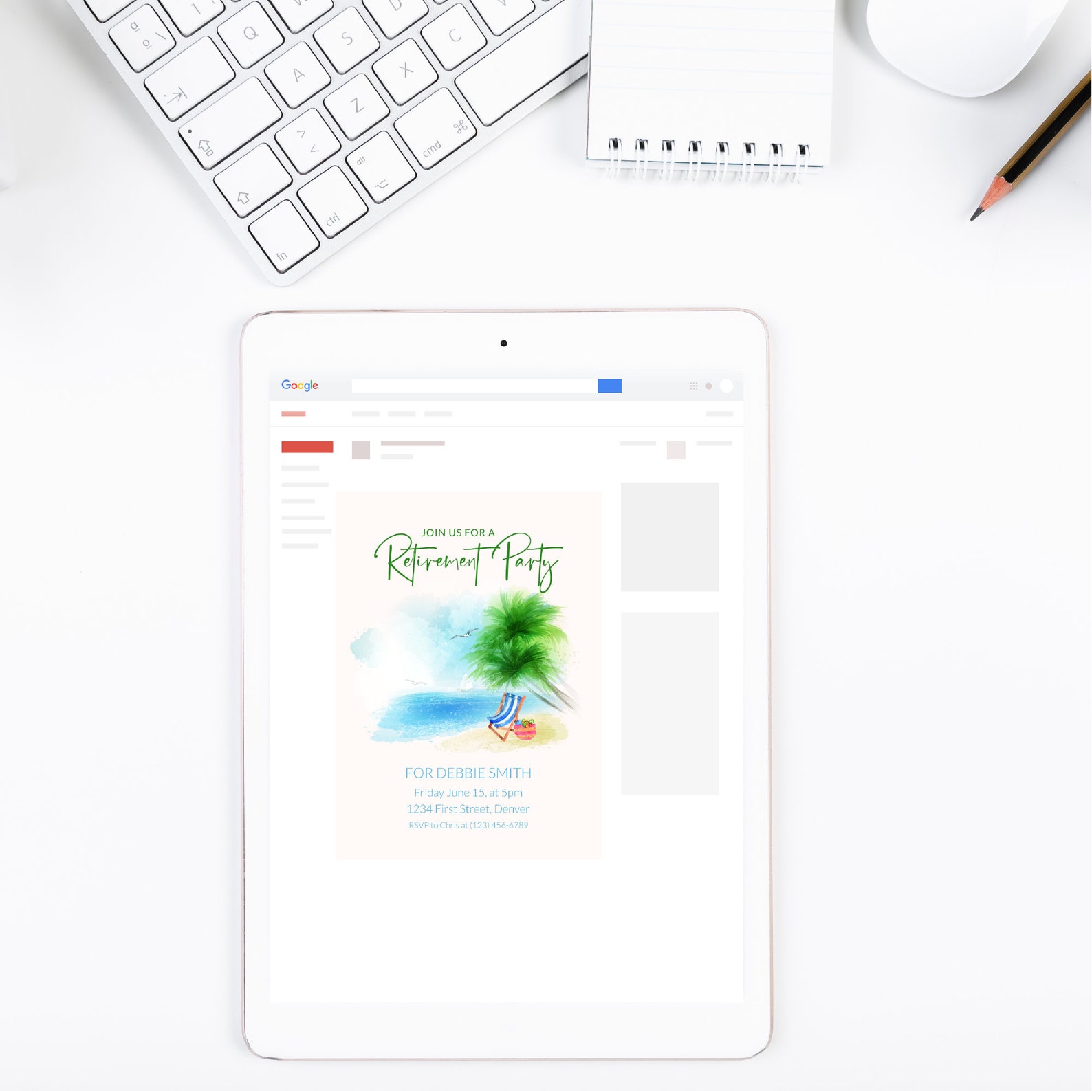 Beach Theme Retirement Party Invitation Template Editable - Etsy