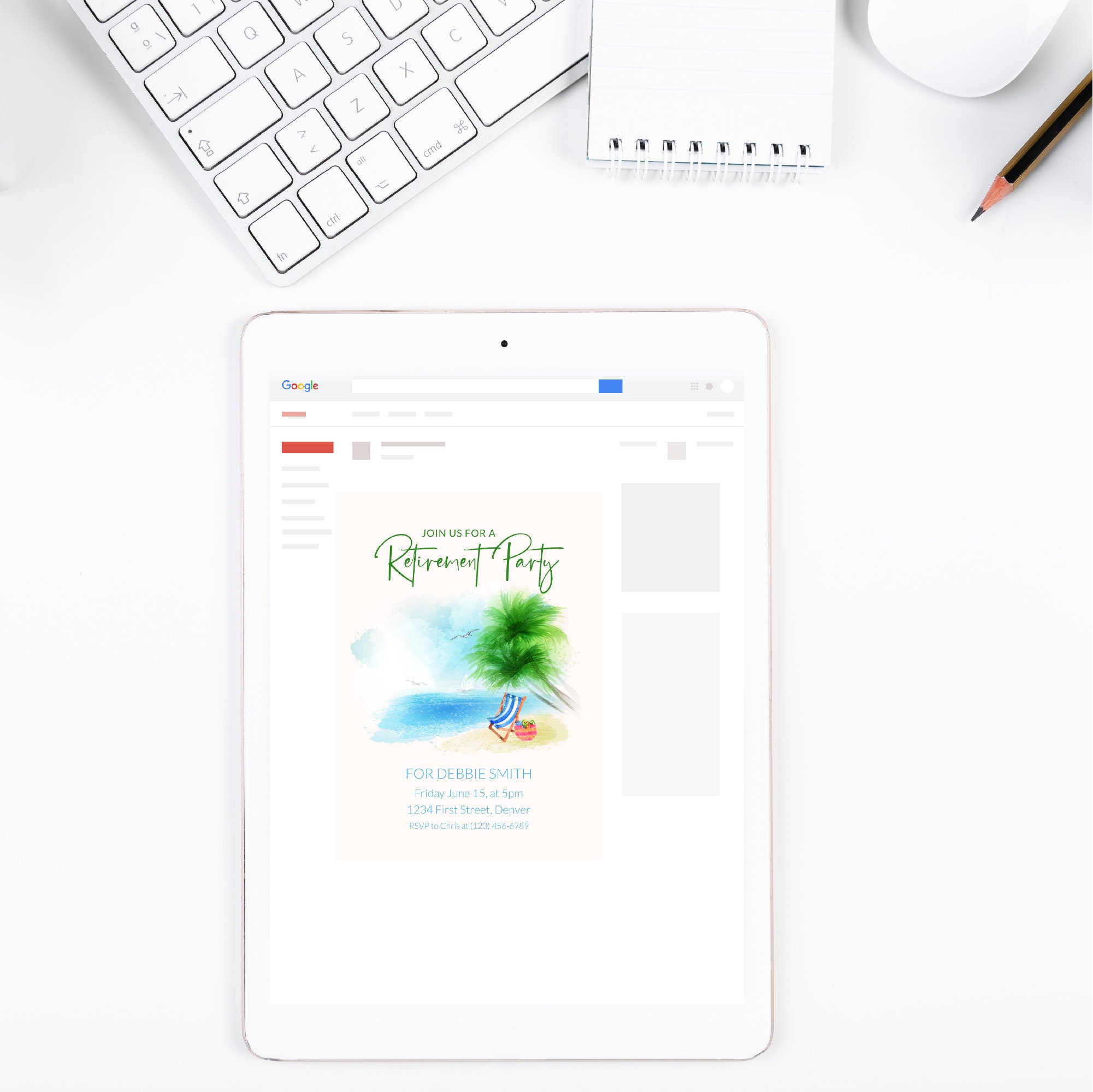 Beach Theme Retirement Party Invitation Template Editable - Etsy