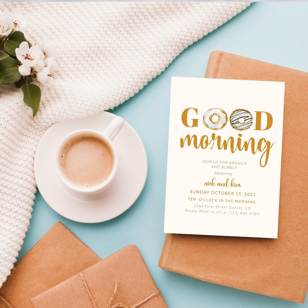Good Morning Brunch Party Invitation Template With Donuts - Etsy