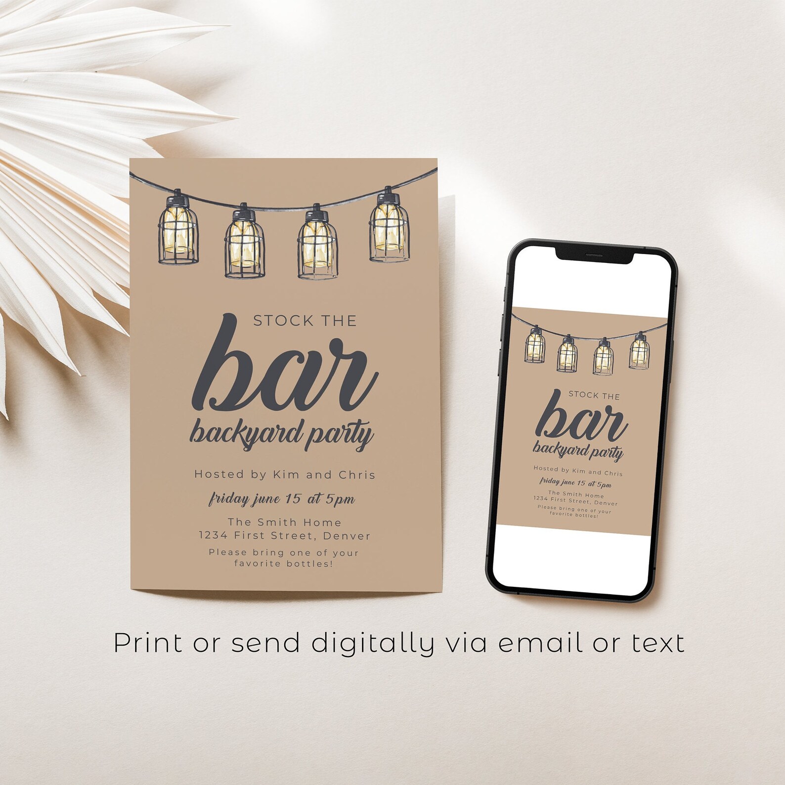 Stock the Bar Invitation Template: Hanging Lanterns, 5x7 Inch (digital ...