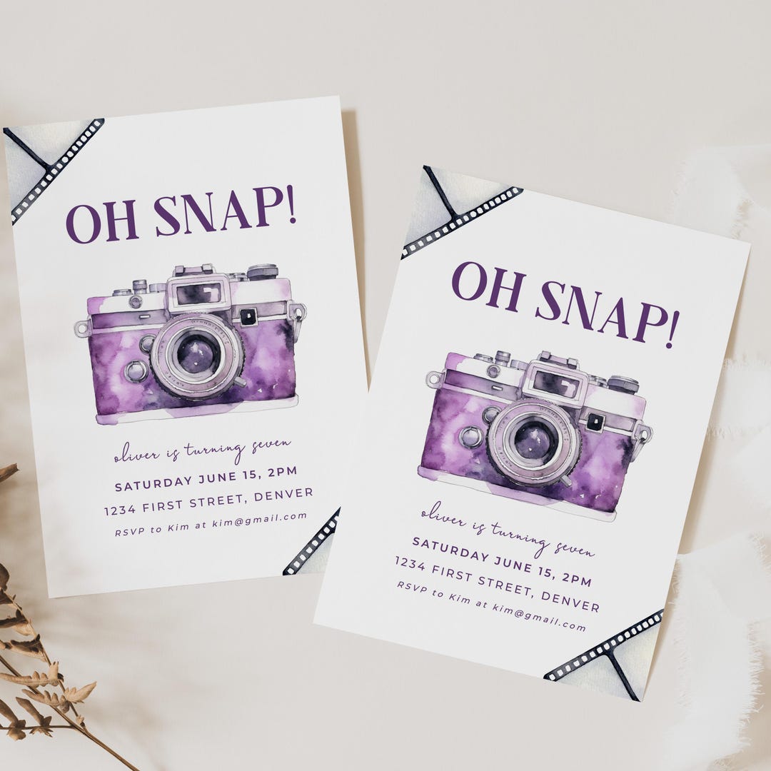 Oh Snap! - Modern Minimalist Purple Watercolor Camera/photography/film ...