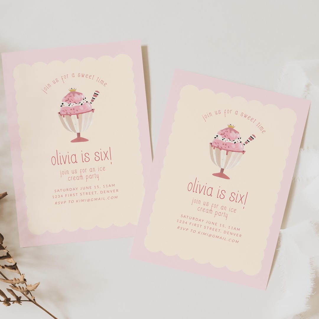 Ice Cream Birthday Party Invitation Template (instant Download) - Etsy