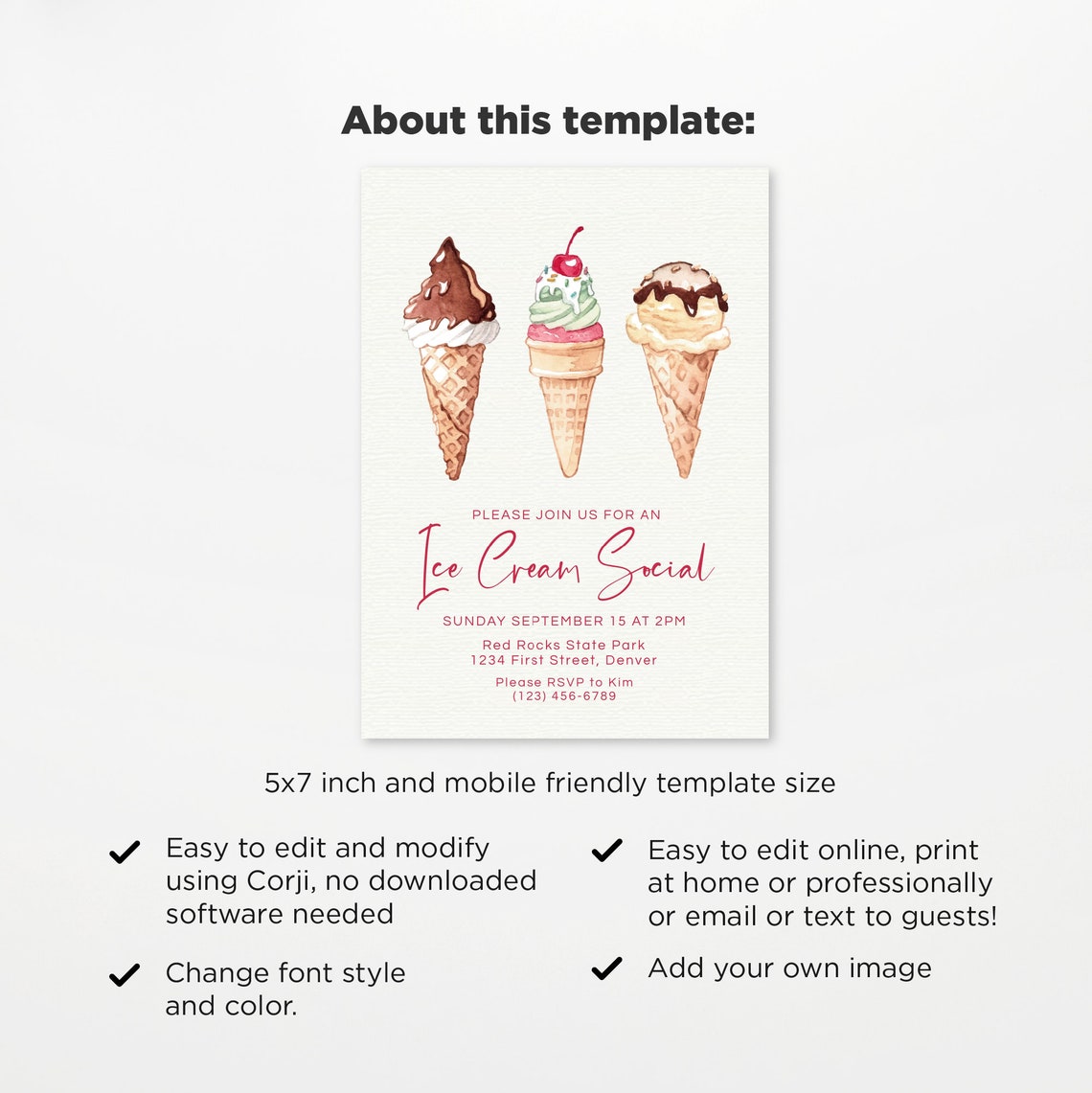 Ice Cream Social Community Party/birthday Party Invitation - Etsy