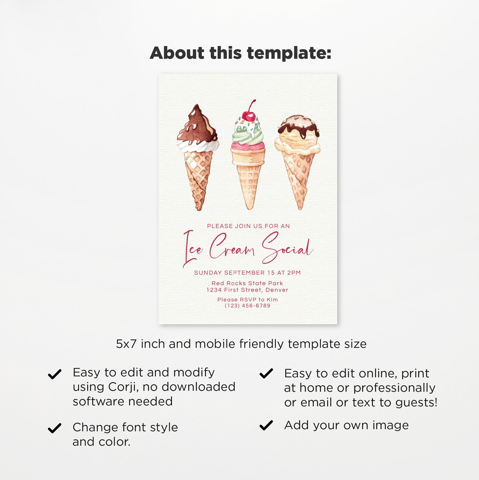 Ice Cream Social Community Party/birthday Party Invitation - Etsy