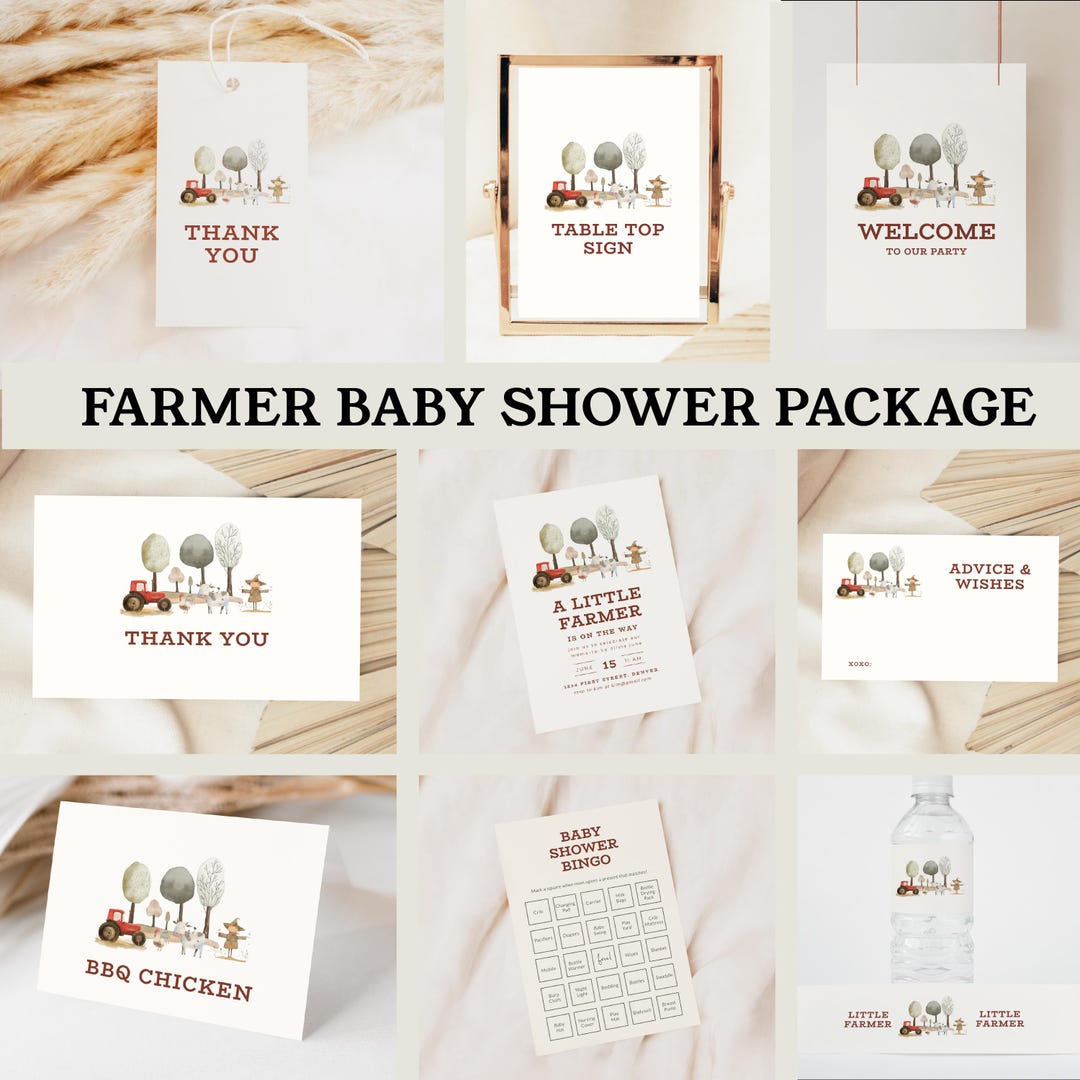 Little Farmer Baby Shower Bundle Set Package With Farm Animals and ...