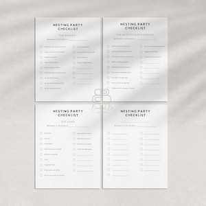 Nesting Party Checklists, Including Nursery, Bottles and Feeding and ...