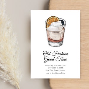 Old Fashion Good Time Invitation Template With Old Fashion Drink - 5x7 ...
