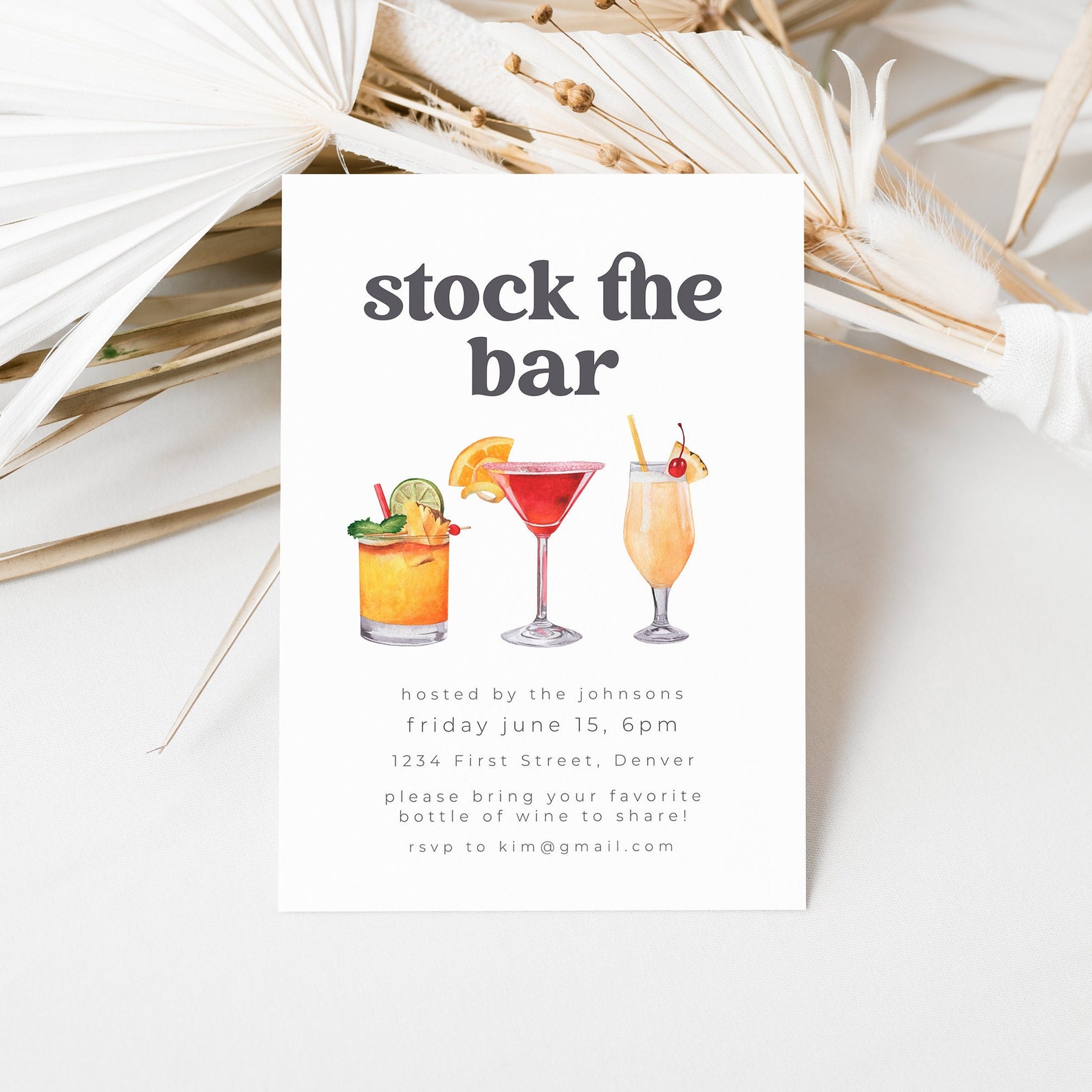 Simple Stock the Bar Invitation Template With Colorful - Etsy