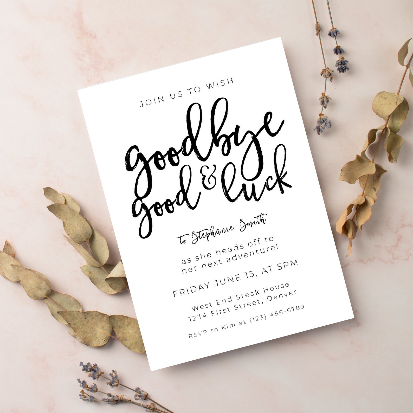 Farewell Party Invitation Template Goodbye and Good Luck With ...