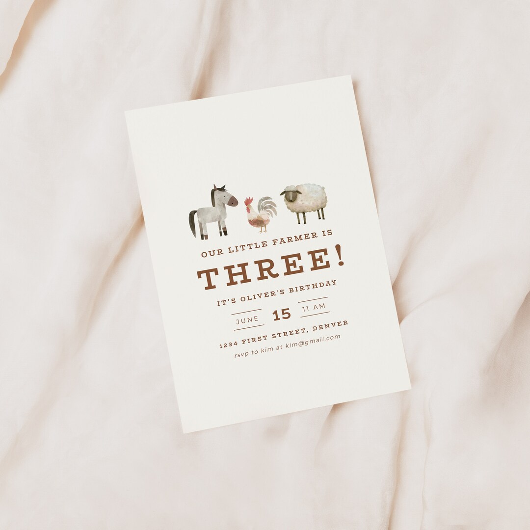 Farm Ranch With Farm Animals Themed Birthday Party Invitation - Instant ...