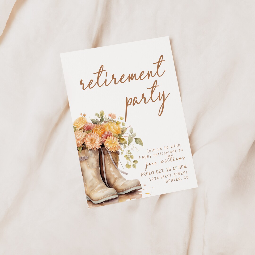 Gardening Retirement Party Invitation Template - Pretty Watercolor ...