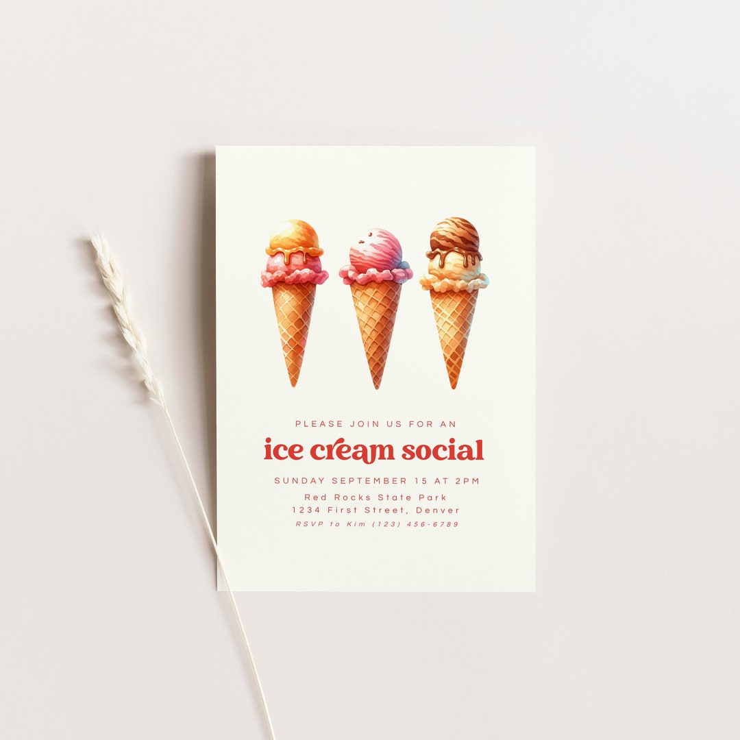 Ice Cream Social Invitation Template: Summer Party (instant Download ...