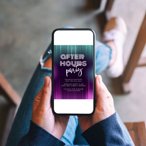 After Hours Party Invitation Template With Neon Lights - Engagement ...