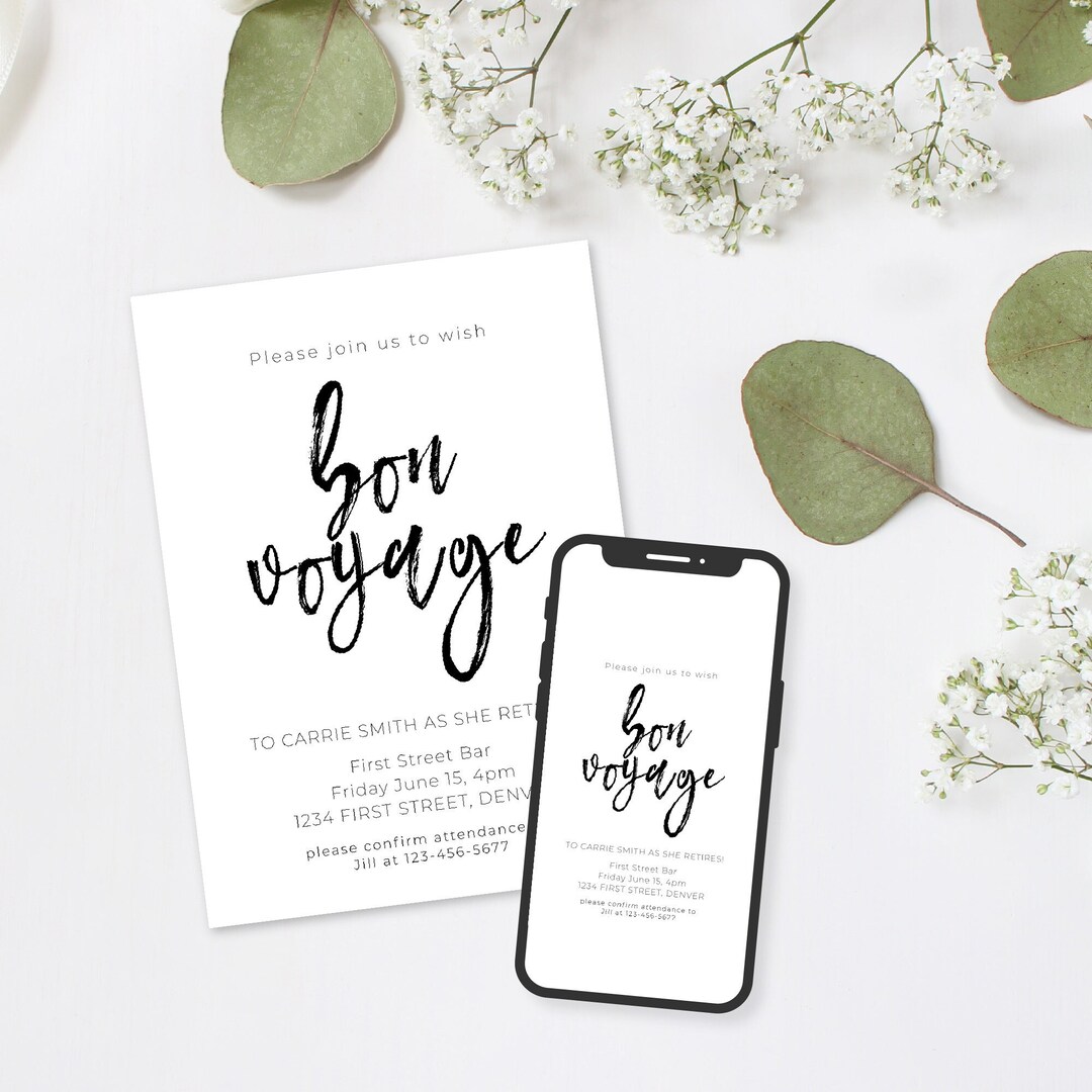 Bon Voyage Invitation Template Any Color Background - Etsy
