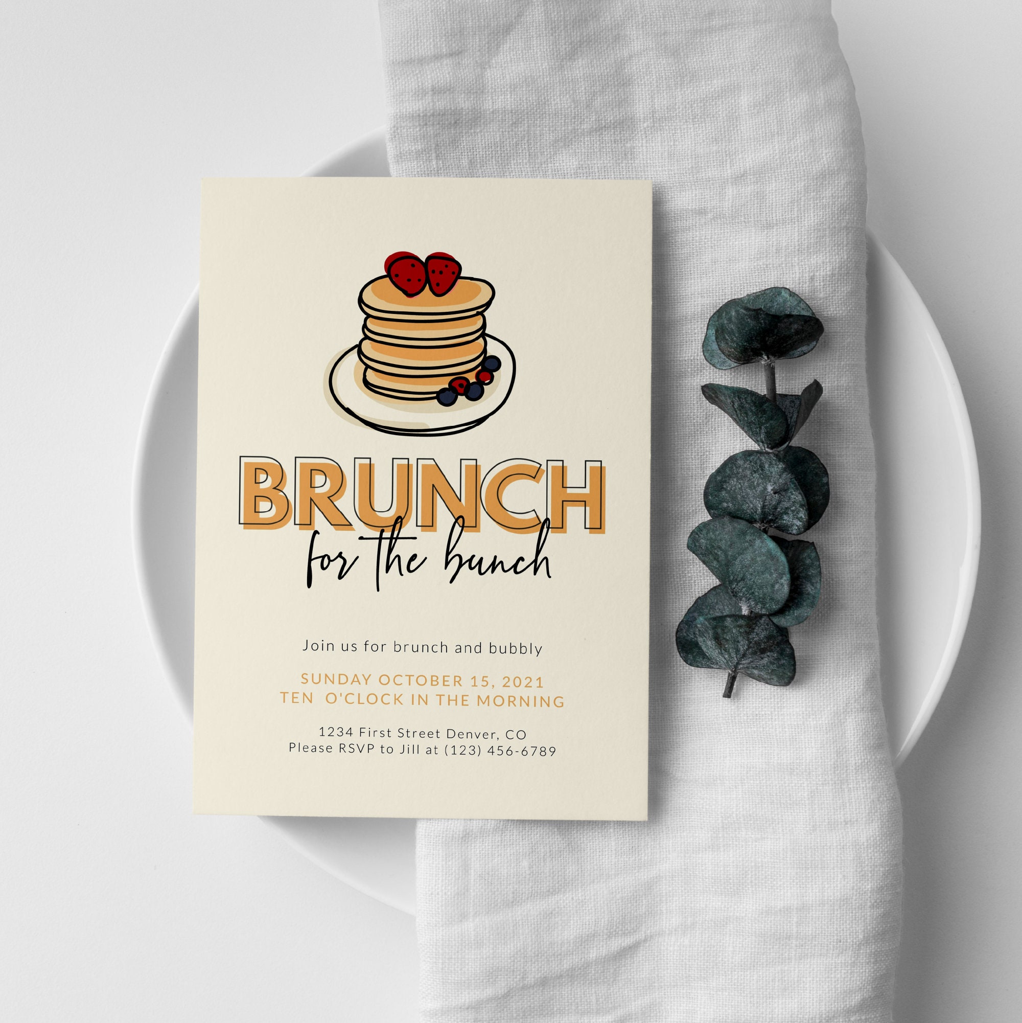 Brunch for the Bunch Editable Brunch Party Invitation - Etsy