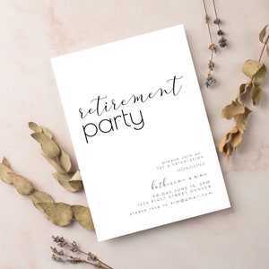 Elegant Retirement Party Invitation Template: Black & White (digital ...