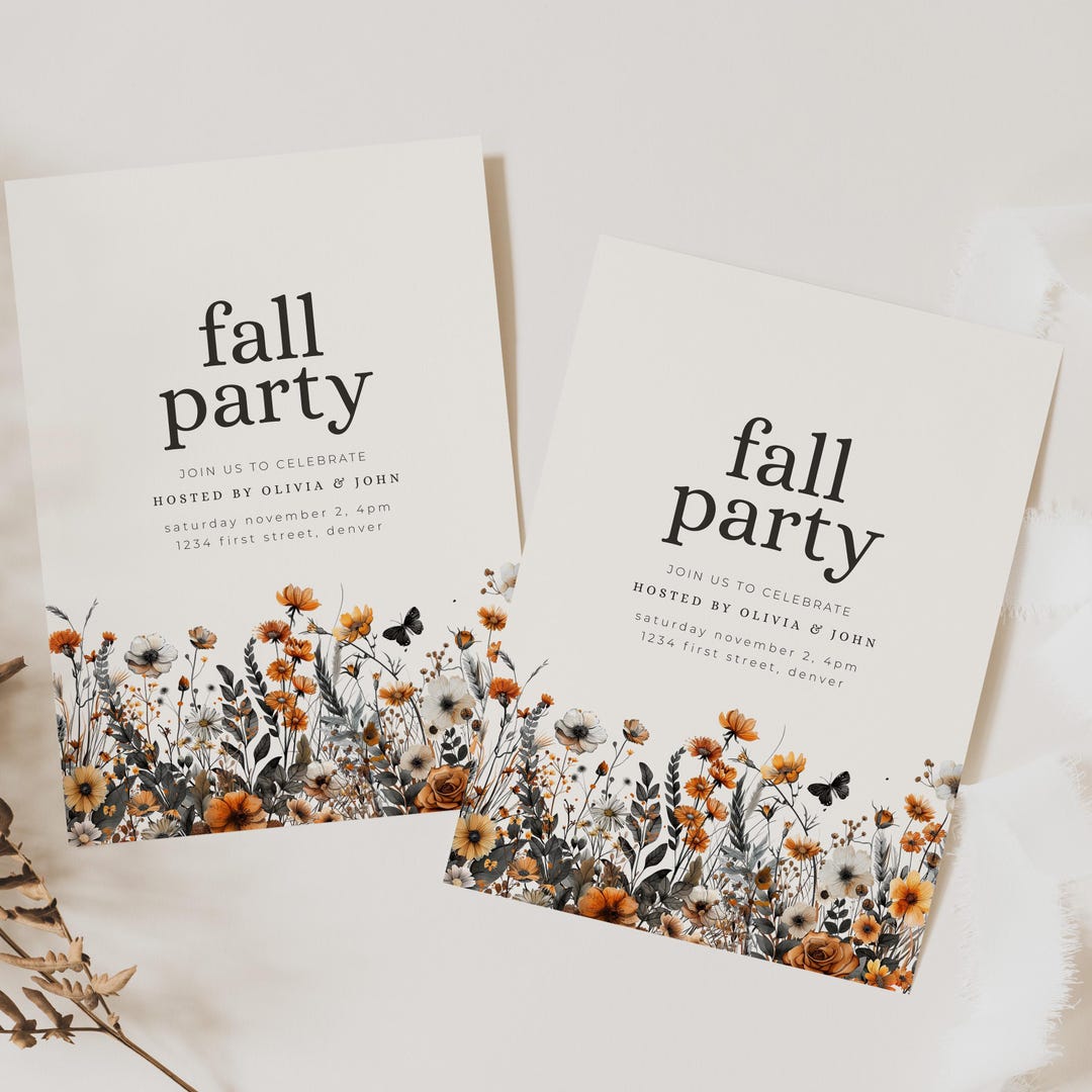 Spooky Fall Theme Party Invitation Template With Edgy Foliage and ...