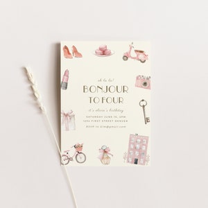 French Paris Bonjour Theme Birthday Party Invite, Patisserie Theme ...