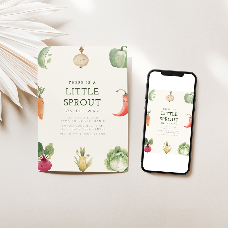 A Little Sprout is on the Way Baby Shower Invitation Template Instant ...