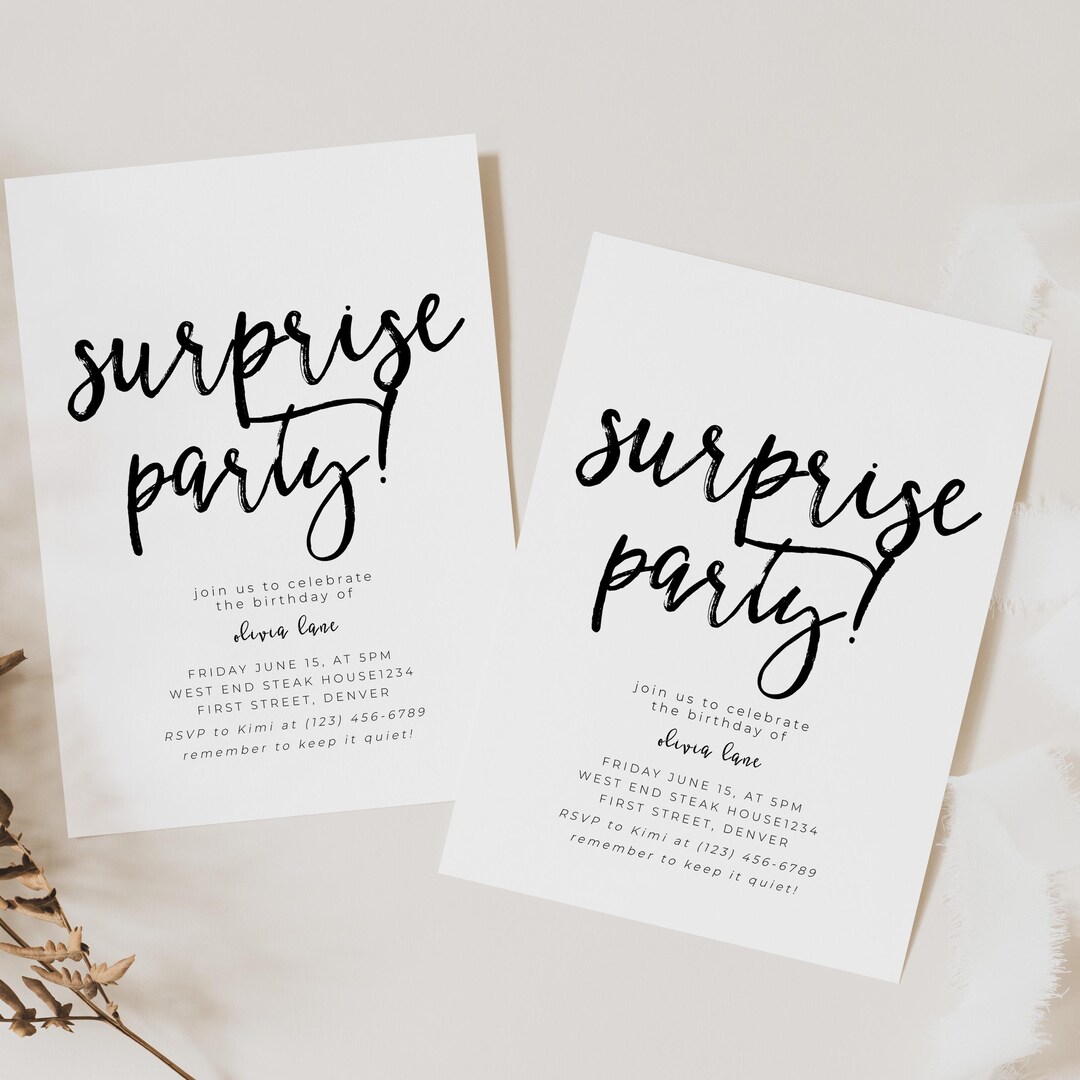 Shhhh! It's a Surprise! Simple Modern Surprise Party Invitation ...