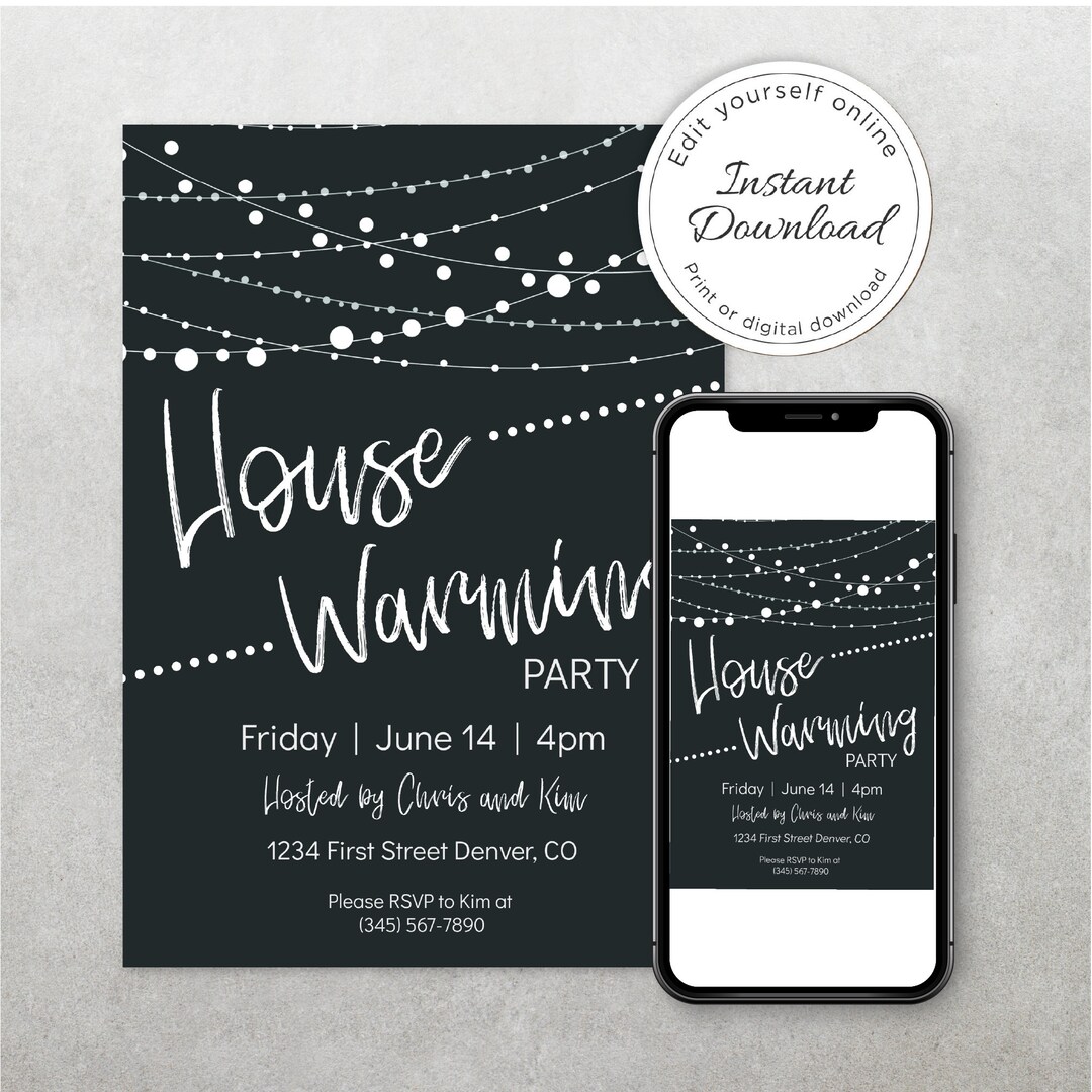 Editable and Customizable House Warming Invitation Template - Etsy