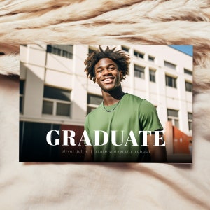 Modern Graduation Invitation Post Card With Photo - Instant Edit and ...