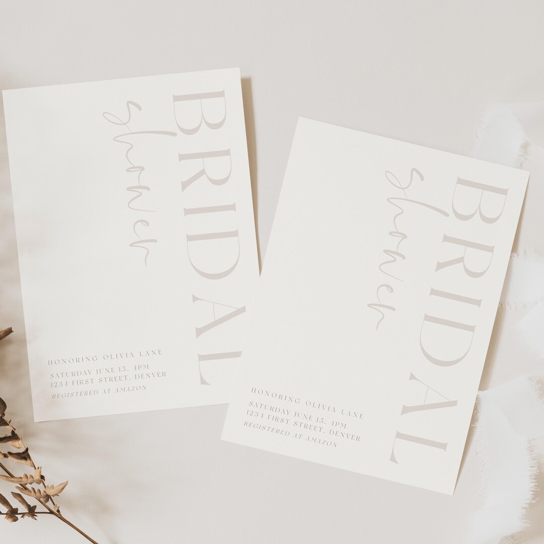 Simple Bridal Shower Invitation Template - Instant Edit and Download - Etsy