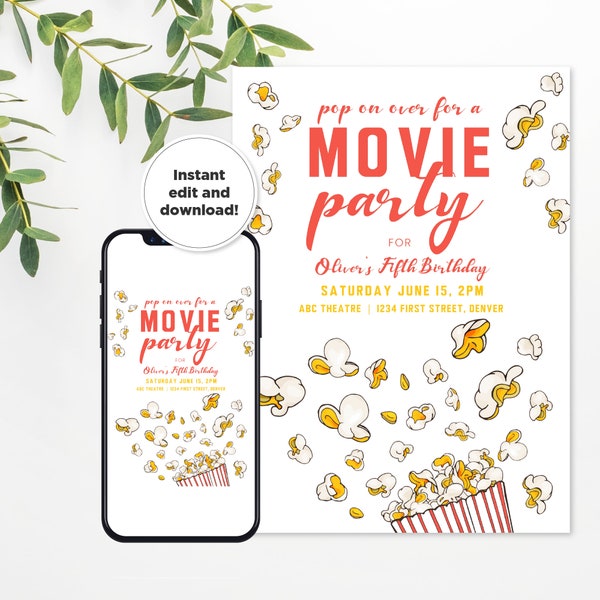 Popcorn Invitation - Etsy