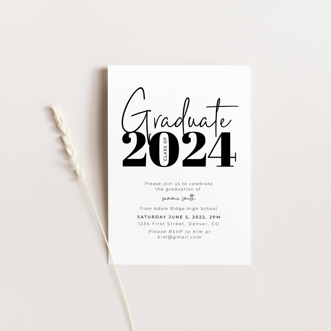 Class of 2024 Simple Modern Graduate - Graduation Party Invitation ...