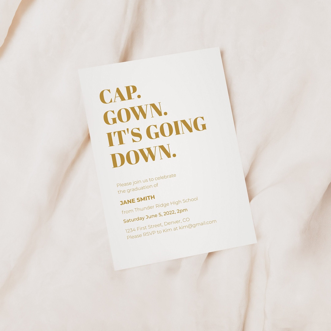 Modern Graduation Party Invitation Template: Simple Cap & Gown (digital ...