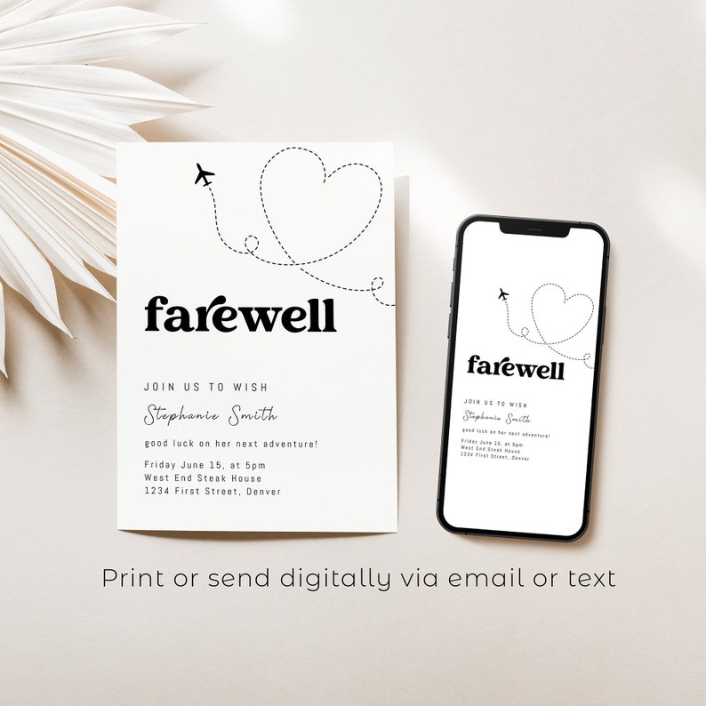 Simple Black and White Farewell Party Invitation Template With - Etsy
