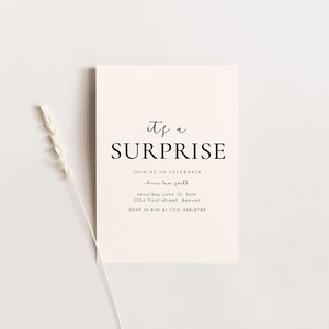 Shhhh! It's a Surprise! Simple Modern Surprise Party Invitation ...