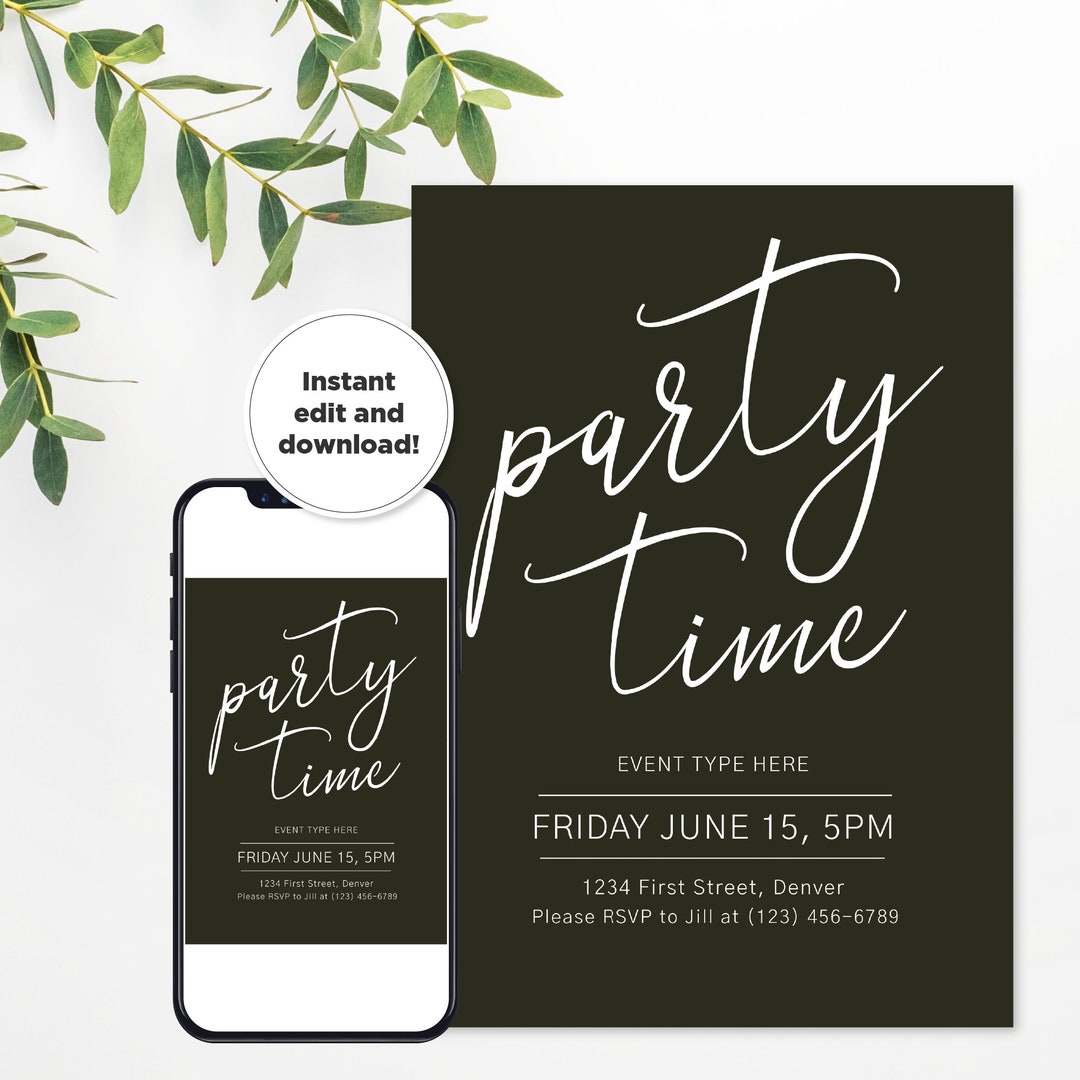 Modèle d'invitation à une fête modifiable et personnalisable - toutes ...