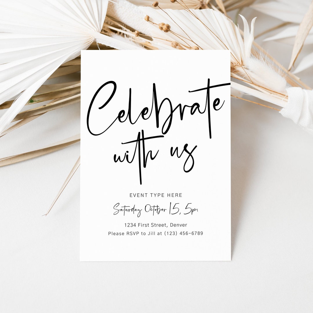 Simple and Modern Celebrate With Us Invitation Template 5x7 Inch - All ...