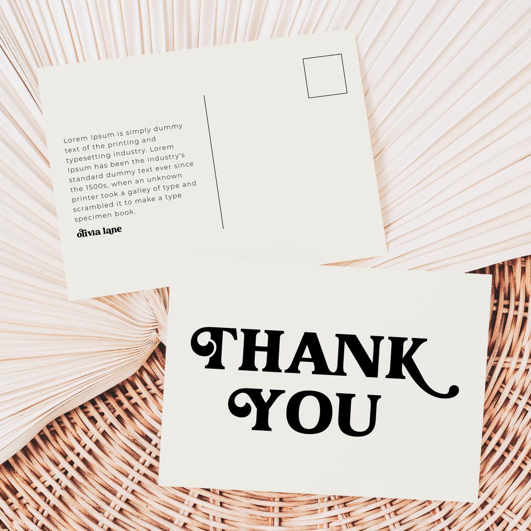 Custom Thank You Postcard: Modern Simple Design (instant Download) - Etsy