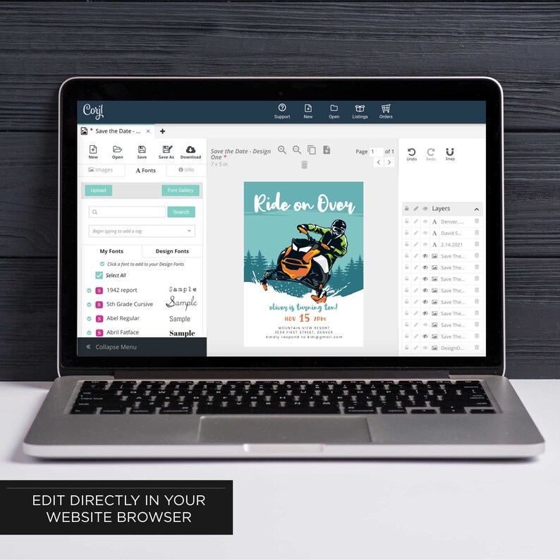 Ride on Over Snowmobile Theme Birthday Party Invitation - Etsy