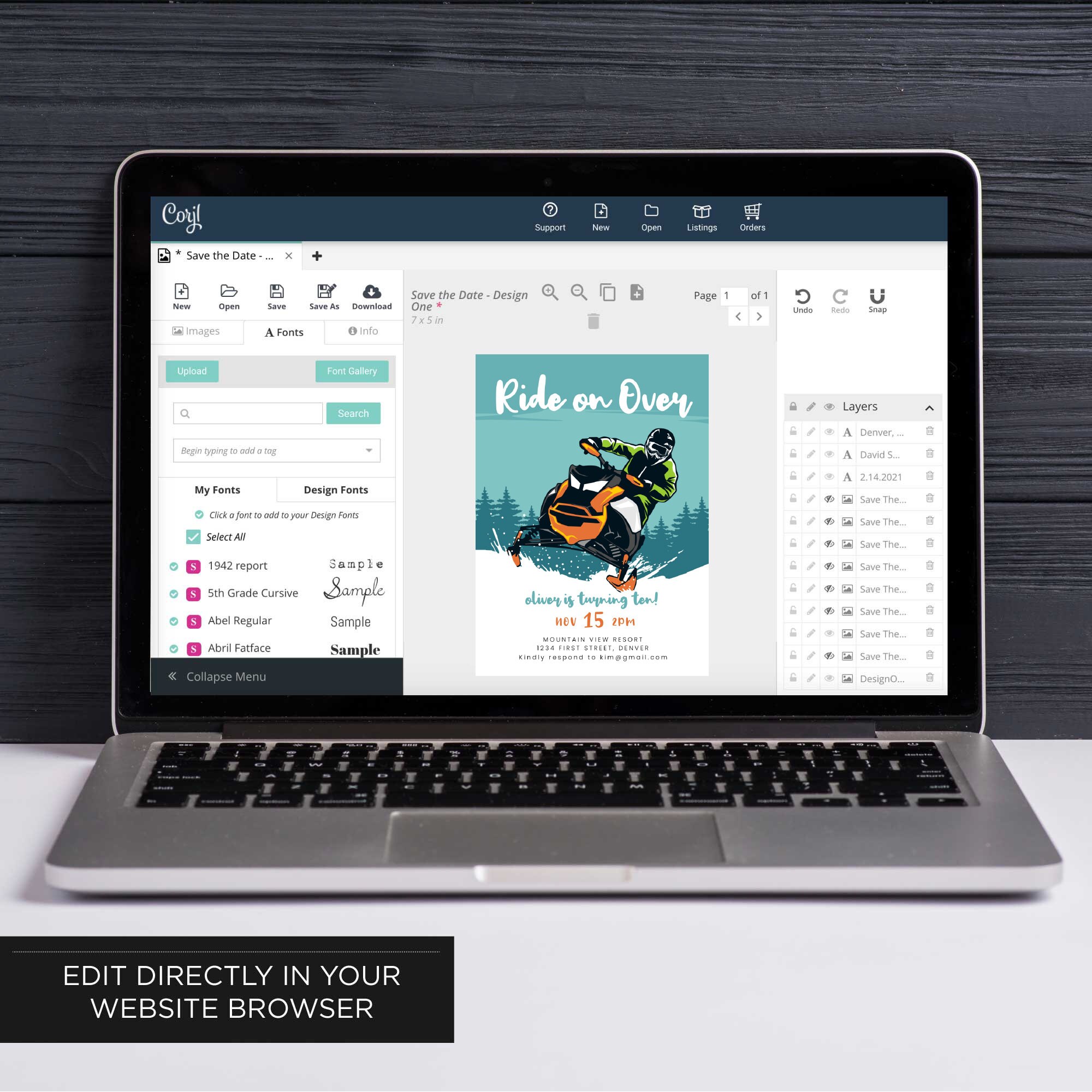 Ride on Over Snowmobile Theme Birthday Party Invitation Template With ...