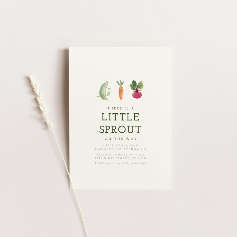 A Little Sprout is on the Way Baby Shower Invitation Template Instant ...