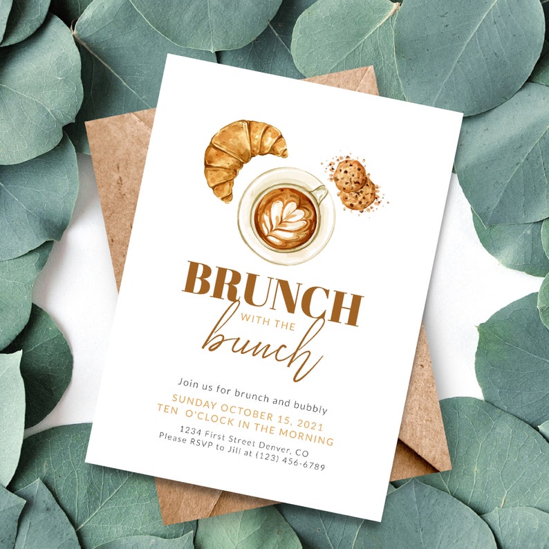 Brunch Invitation Template: Coffee, Croissant, Cookies (digital ...